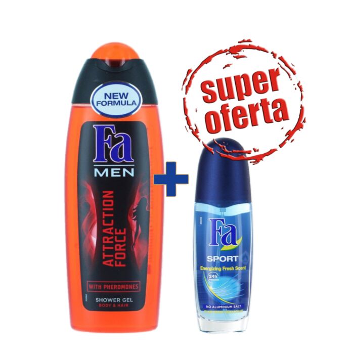 PROMO Fa Gel de dus 250 ml Men Attraction force+Fa DNS 75 ml Men Sport ...