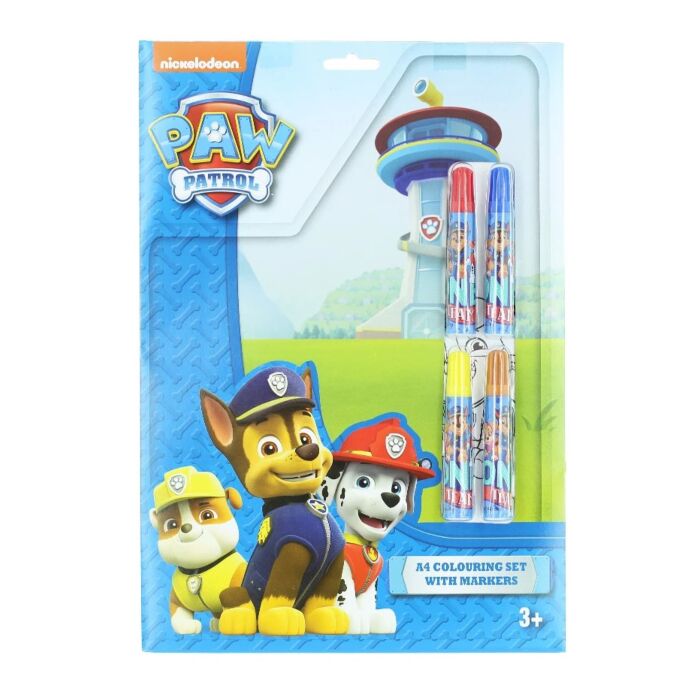Nickelodeon Set de colorat cu markere 4 foi de colorat+4 markere Paw ...