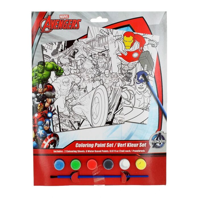 Marvel Set de colorat cu acuarele 2 foi de colorat+6 acuarele+pensula ...