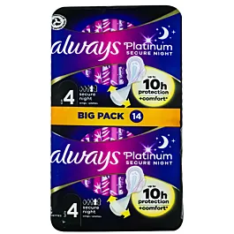 Always Absorbante 14 buc Size 4 Platinum Secure Night - ImportDirect